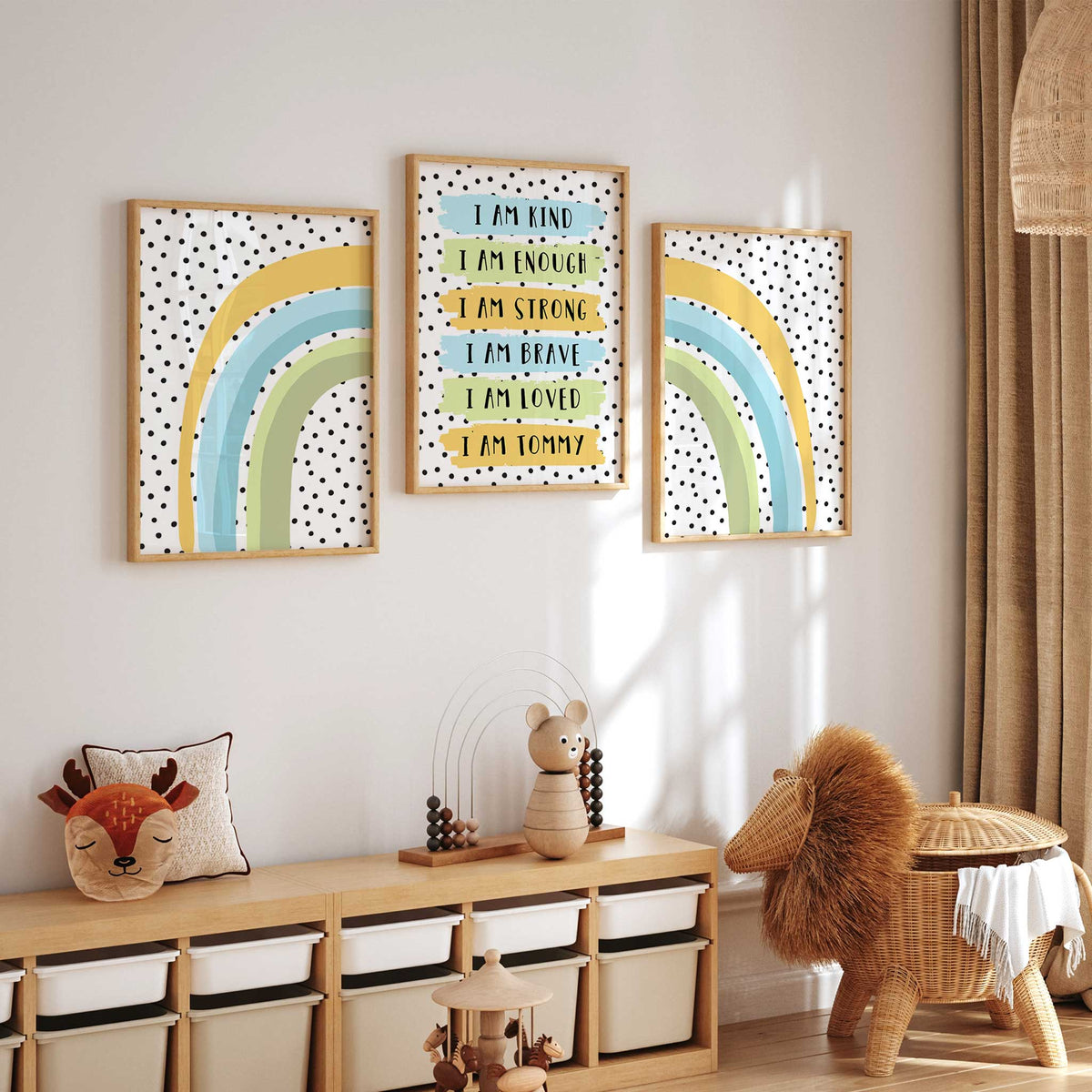 Personalised Rainbow Affirmation Wall Art Set | My Tommy Prints