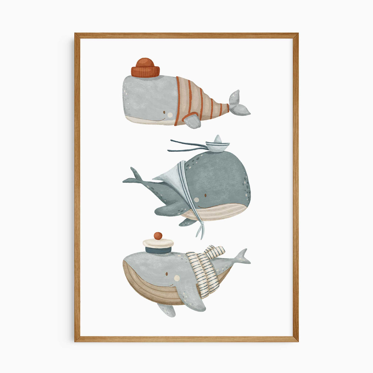 Nautical Whale Print - Coastal Sailor Wall Art Boys Bedroom & Nursery ...
