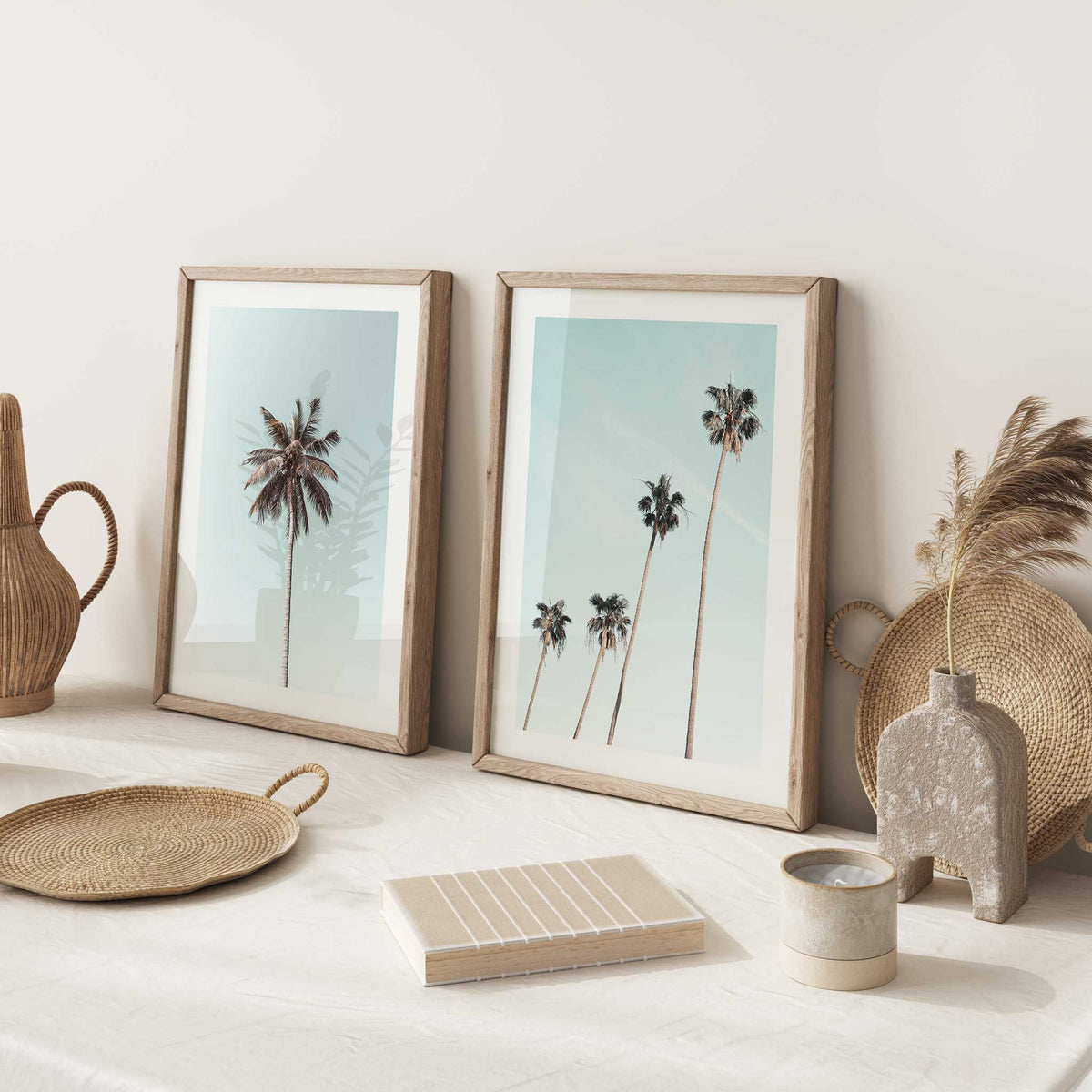 Palm Tree Wall Art Set of 2 – Minimal Coastal Prints for Home Decor ...